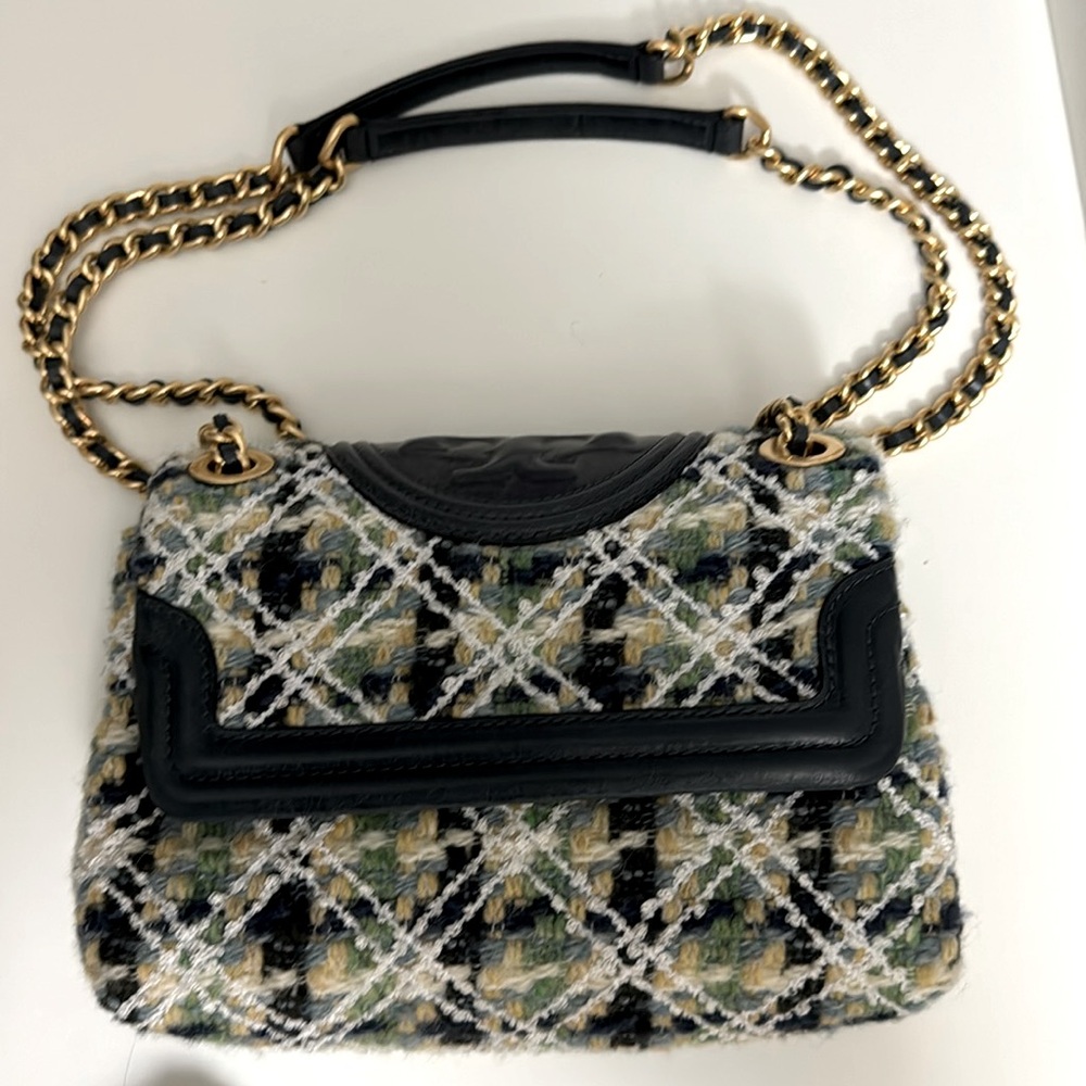 Tory Burch Fleming Soft Tweed Small Convertible Shoul… - Gem